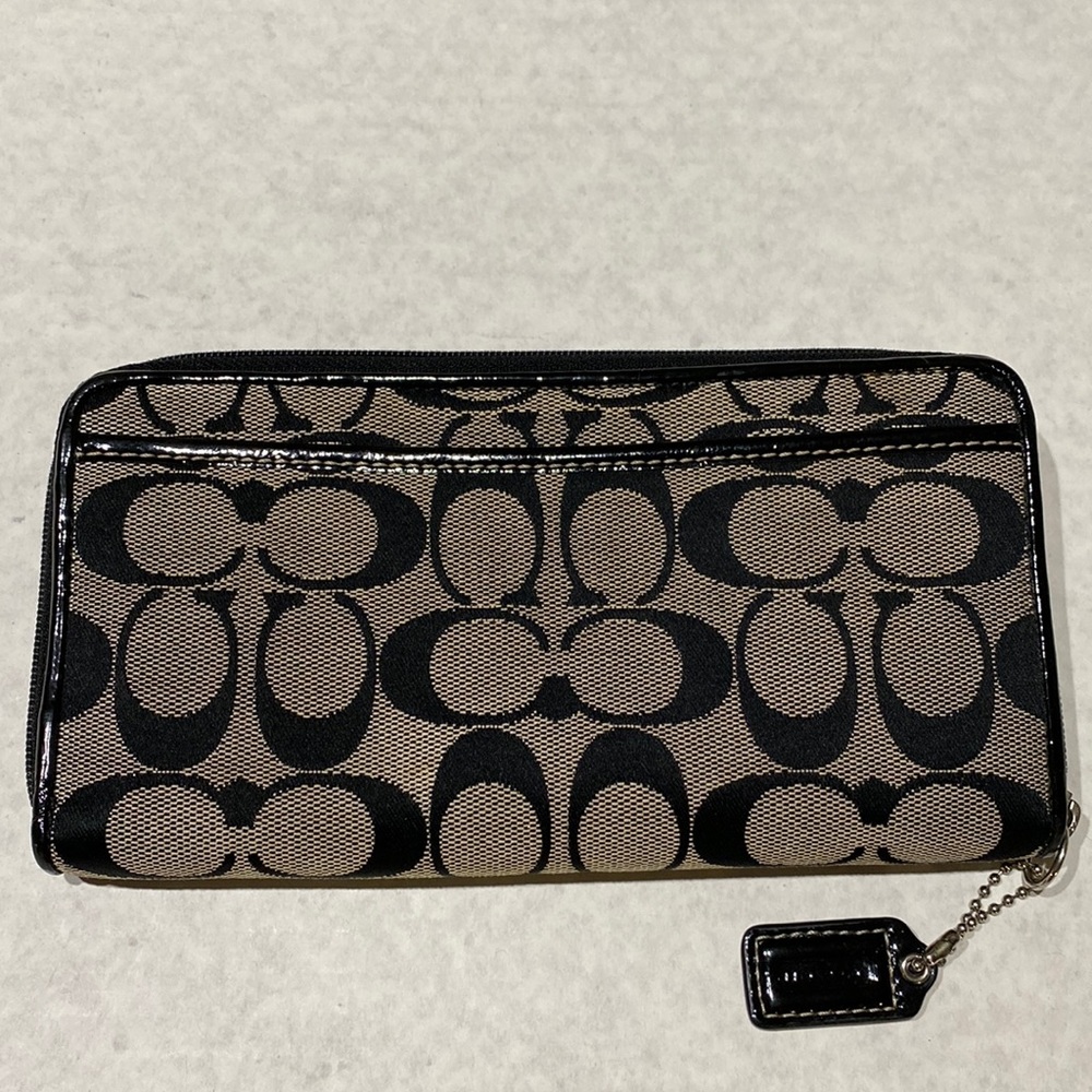 Coach Black Monogram & Patent Leather Wallet - Gem